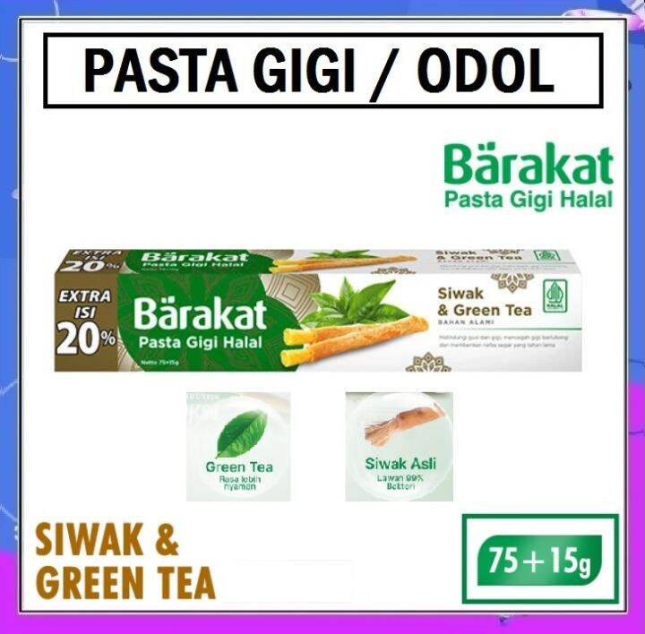 BARAKAT PASTA GIGI SIWAK & GREEN TEA 75+15 gr ODOL HALAL | Lazada Indonesia