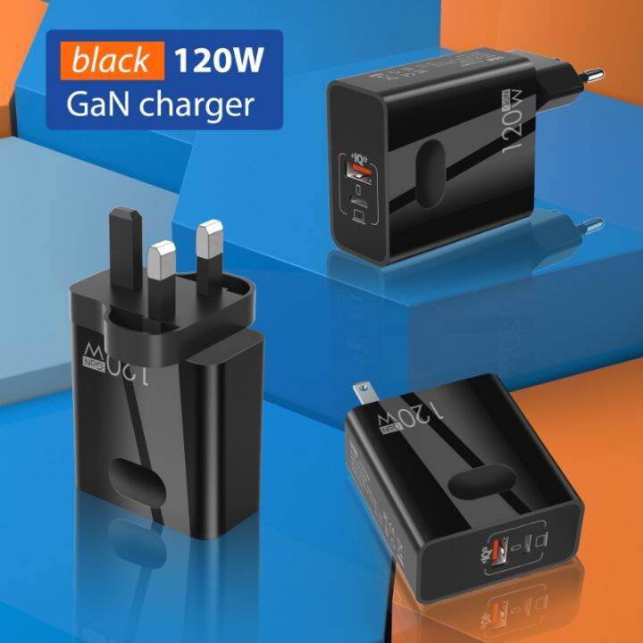 120W GaN pengecas cepat mengecas QC3.0 PD USB jenis C pengecas efon ...