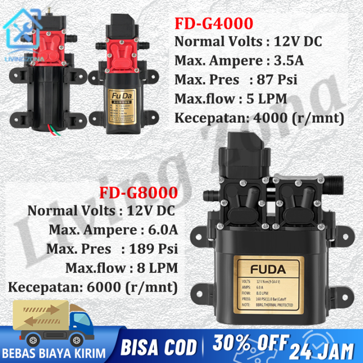 DC 12V 3.5A Pompa Sprayer Elektrik Dinamo Sprayer baterai 89 PSI / Alat ...