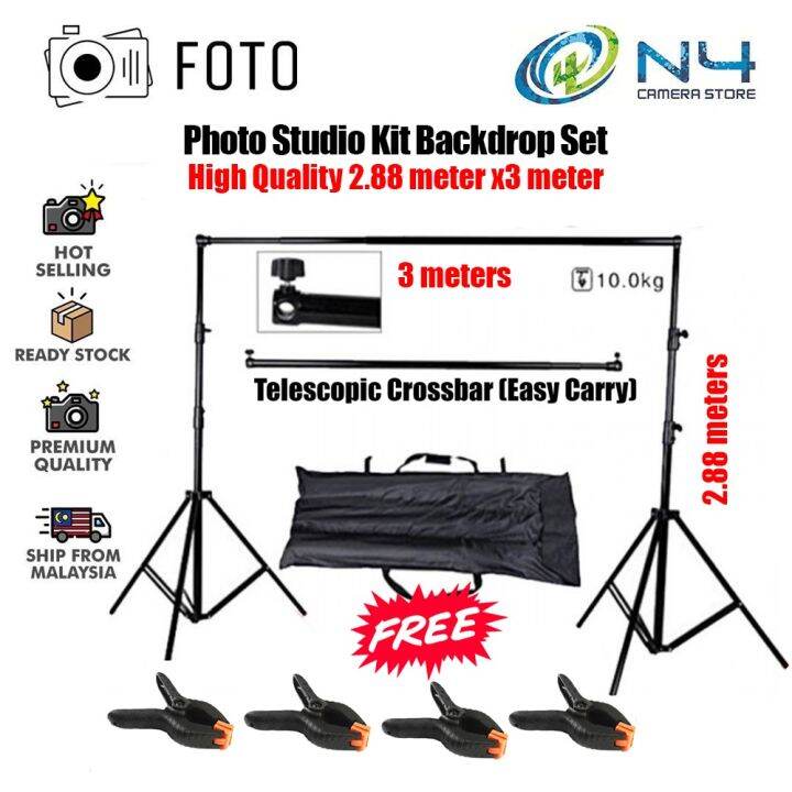 Foto Photo Studio Kit Set Backdrop Stand with Storage Bag & 4 Backdrop ...