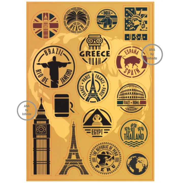infinite Sticker Set สติ๊กเกอร์ ตกแต่ง สัญลักษณ์ โลโก้ ประเทศ ขนาดA4 ...