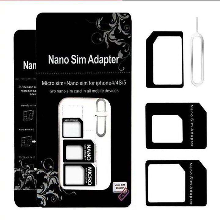 Sim Card Adapter 4 in 1 Set Micro Nano Sim Adapter with Ejector Pin ...