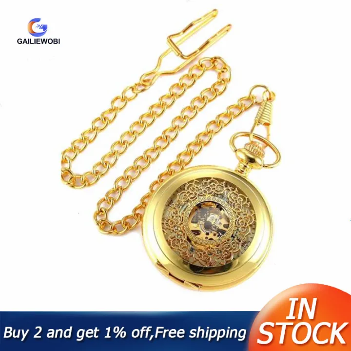 [COD][Free shipping]Luxury Golden Luminous Mechanical Pocket Watch ...