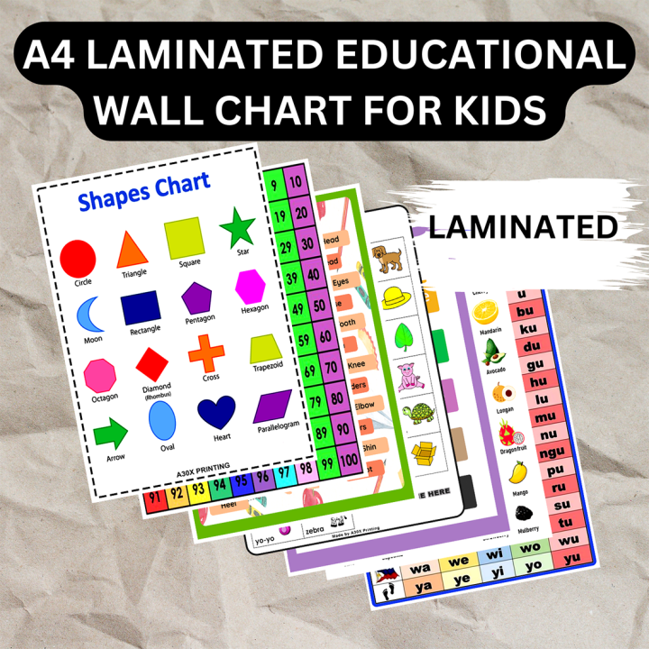 EDUCATIONAL WALL CHART FOR KIDS - A4 SIZE LAMINATED | Lazada PH