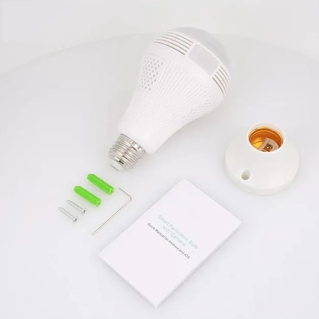 Panoramic 360° Led Bulb Hidden CCTV WiFi Panorama Dual Light Source ...