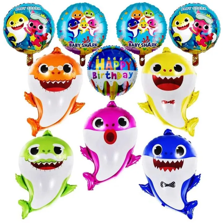 10Pcs Baby Shark Balloon Shark Family Balloon Baby Shark Family Foil ...