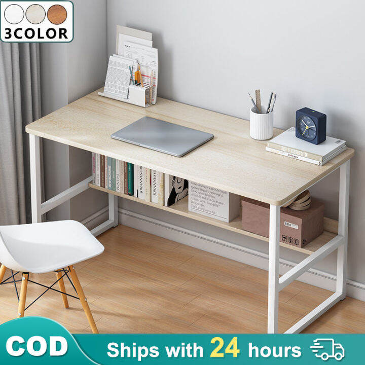 [COD] Study table with shelf double-layer computer desk for family ...