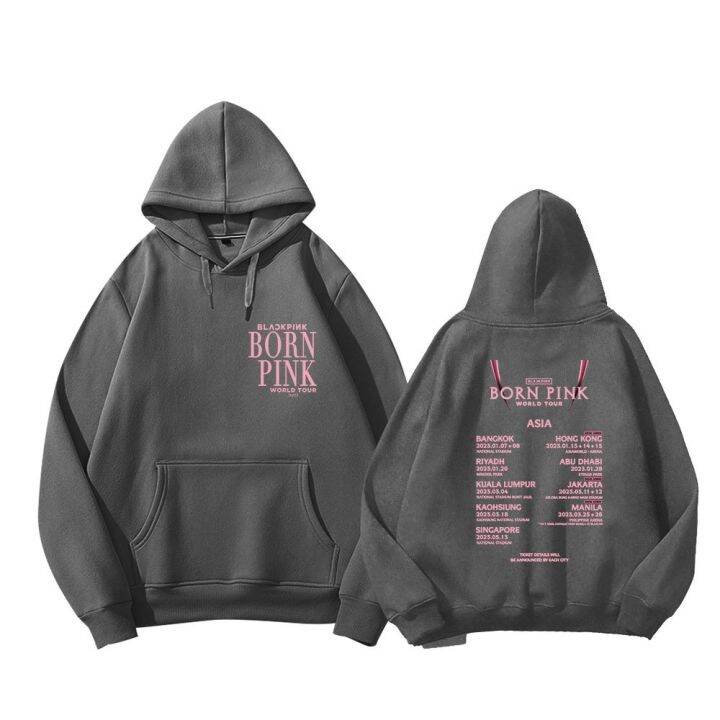 frgthy เสื้อกันหนาว มีฮู้ด ทรงหลวม ขนาดใหญ่ ลาย KPOP BLACKPINK BORN ...