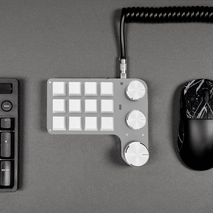 Mini USB Custom Mechanical Keyboard 12 Keys 3 Knob RGB Keyboard Copy Paste Shortcut Programmable ...