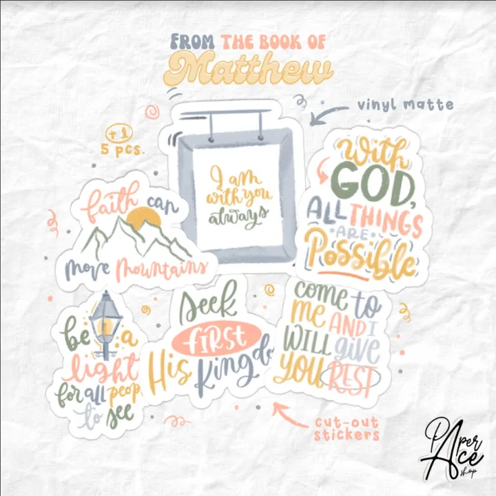 6 pcs. Stickers | From the Book of Matthew | Bible stickers, bible ...