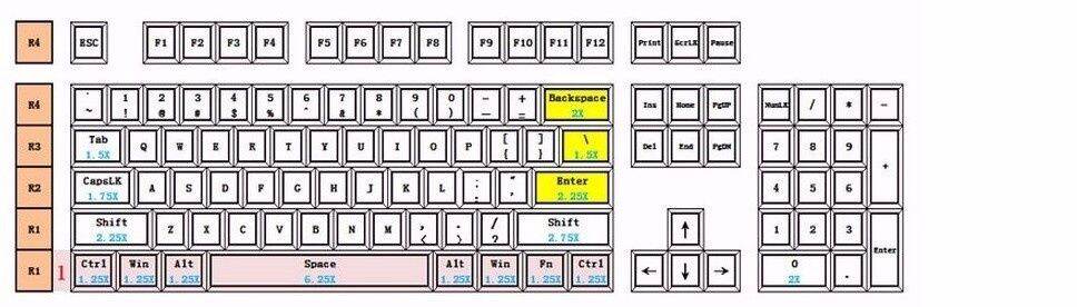 OEM Profile 61 87 104 Key ANSI ISO Layout Dolch Color Thick PBT GK61 ...