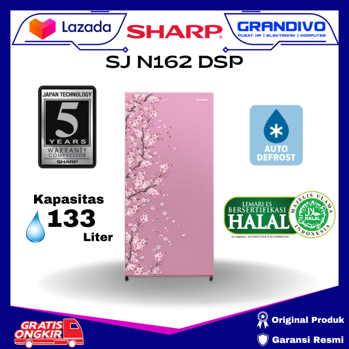 Lemari Es Sharp SJ N162DSP, 1 Pintu Kapasitas 133 Liter , Garansi Resmi ...