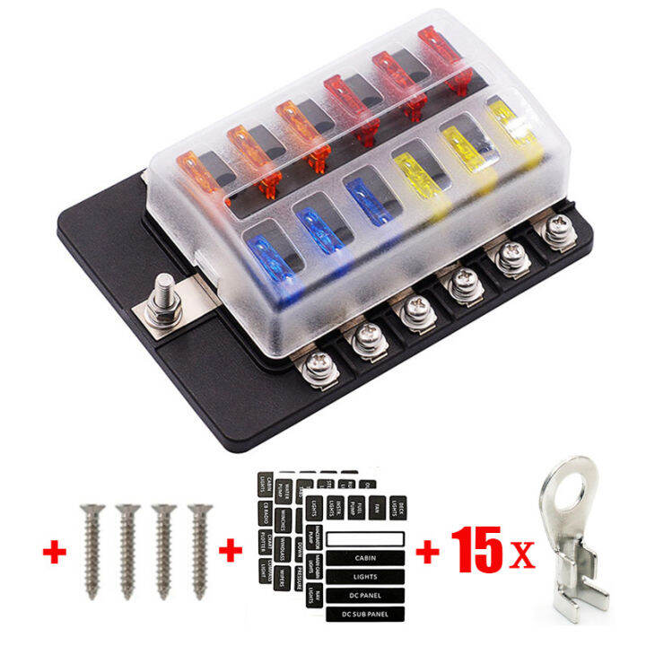Universal Car 6/8/10/12 Ways Blade Fuse Terminal Block 12V 24V Fuse ...