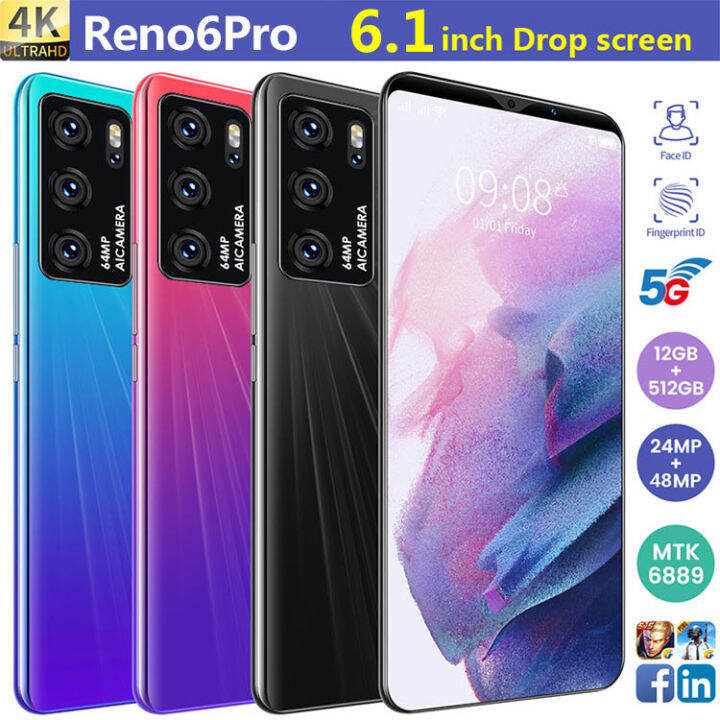 RENO6Pro 6.1 hp murah 8GB RAM + 256GB ROM 4800MAh HD screen mobile ...