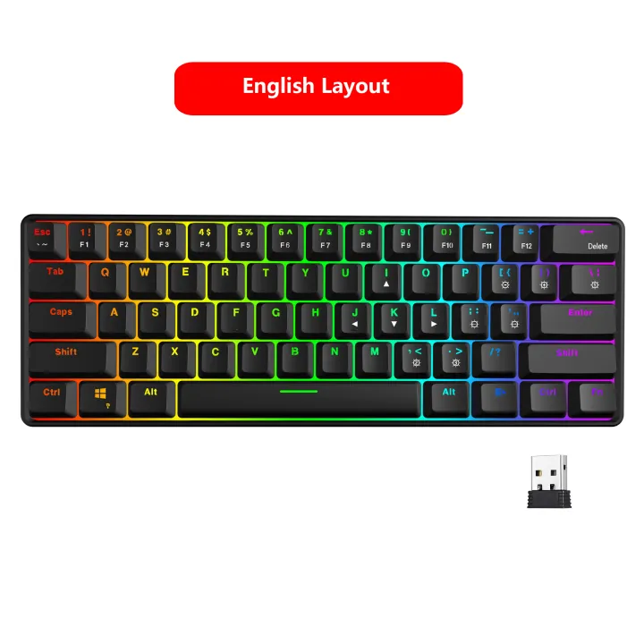 RedThunder Rechargeable Wireless 60 Mechanical Keyboard, True RGB ...