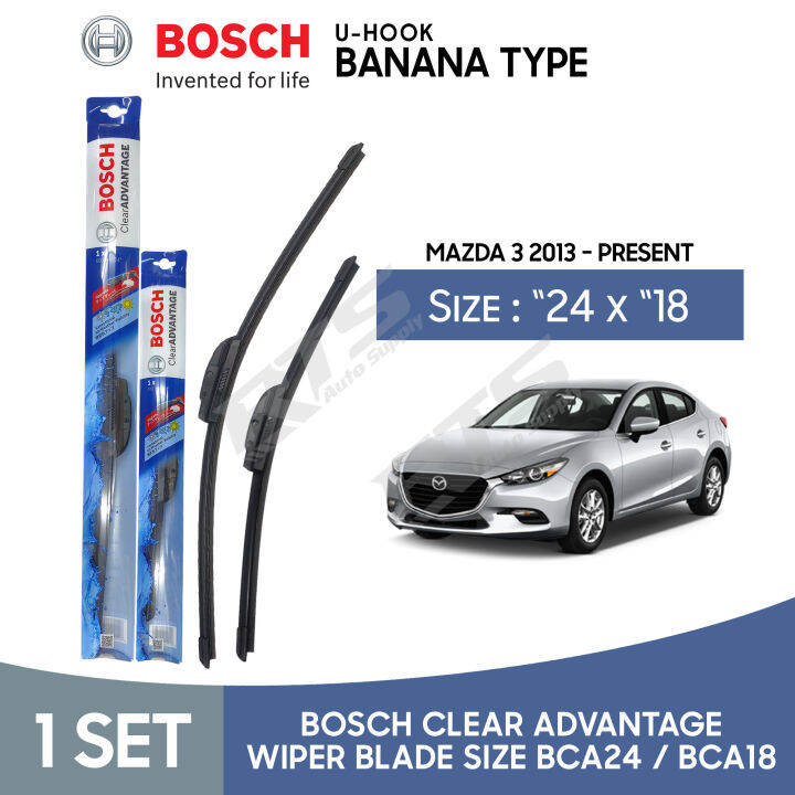 Bosch Clear Advantage Banana Type Wiper Blade Mazda 3 2013 - Present BCA24 BCA18 1 Set | Lazada PH