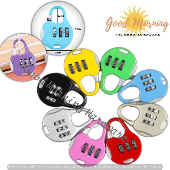 1PCS 3 Digit Resettable Combination Padlock Coded Lock School Gym ...