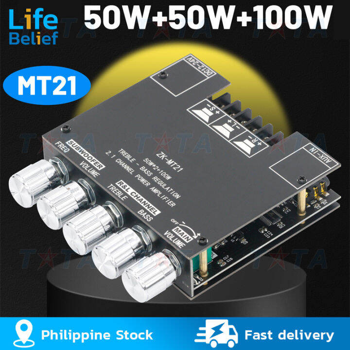 ZK-MT21 Mini Amplifier 2.1 Channel Bluetooth 5.0 Amplifier 50W*2+100W ...