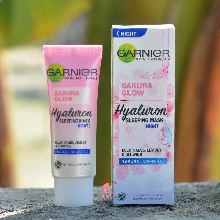 Garnier Sakura Glow Hyaluron Sleeping Mask Night Cream - 20ml | Lazada ...