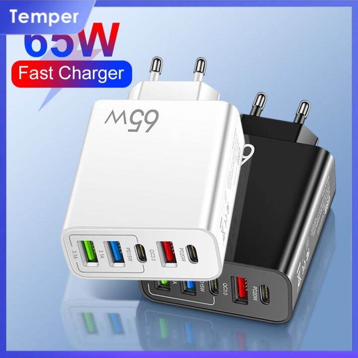 temper 65W Fast Charger Mobile Phone Charger 3.1A Type-c PD+3USB Multi ...