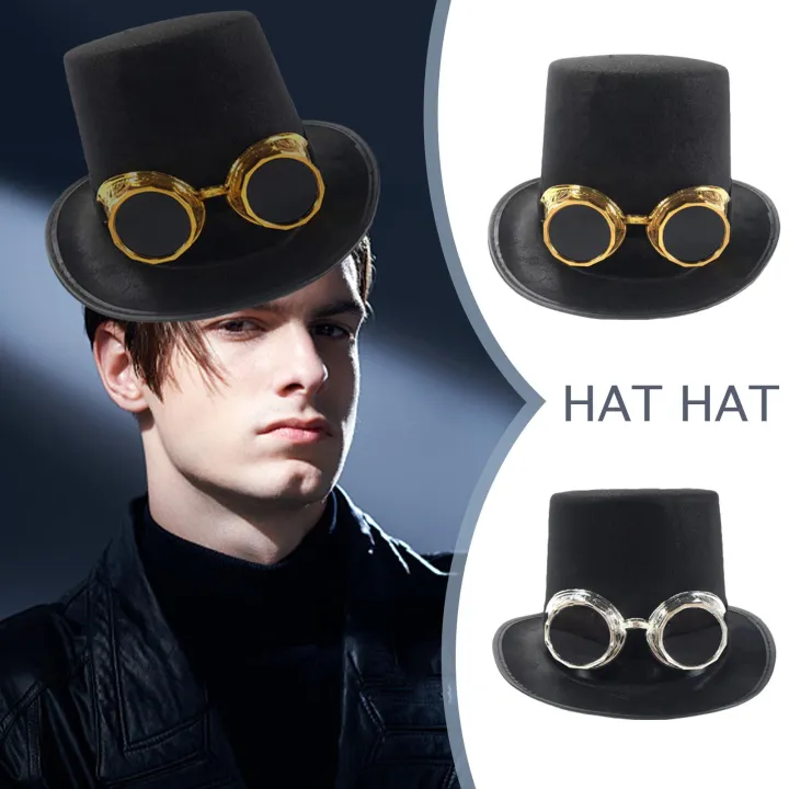 Black Jazz Hat Ceremonial Hat Glasses Hat Stage Dress Hat | Lazada.co.th