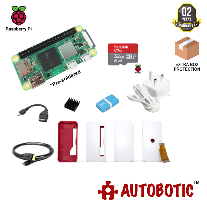 Raspberry Pi Zero 2 W Presoldered Header Bundle + Official Casing + 2 ...