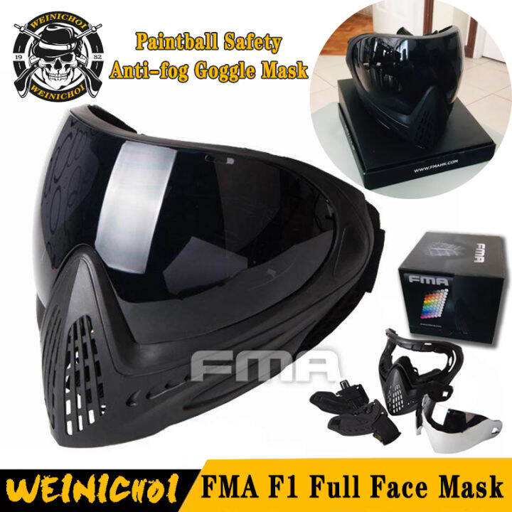 FMA F1 Full Face Mask With Single Layer Paintball Safety Anti-fog ...