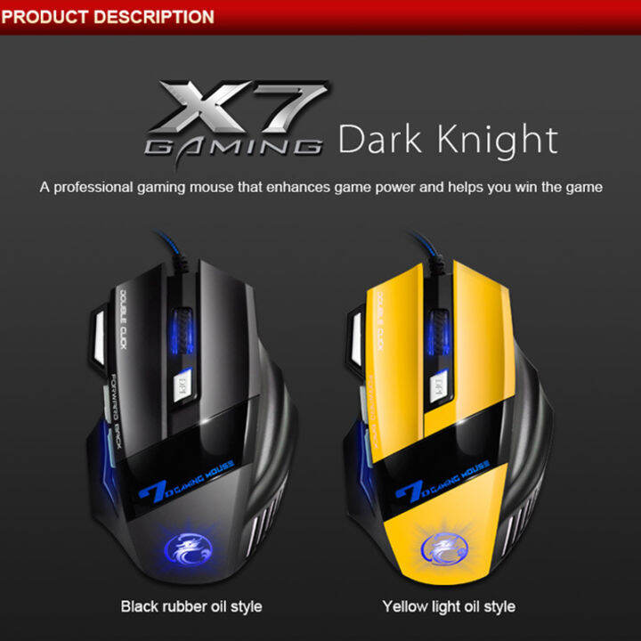 Wired Gaming Mouse LED 5500 DPI Ergonomic USB Computer Mouse Gamer RGB Mice X7 Silent Mause With ...