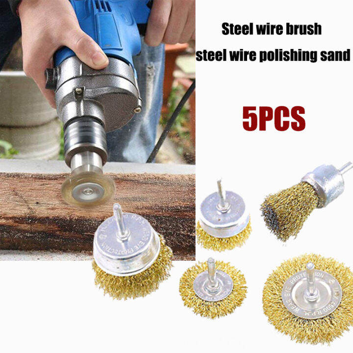 3/5pcs Steel Wire Polishing Wheel Grinder Cleaning Brush Tool Gold Tone ...