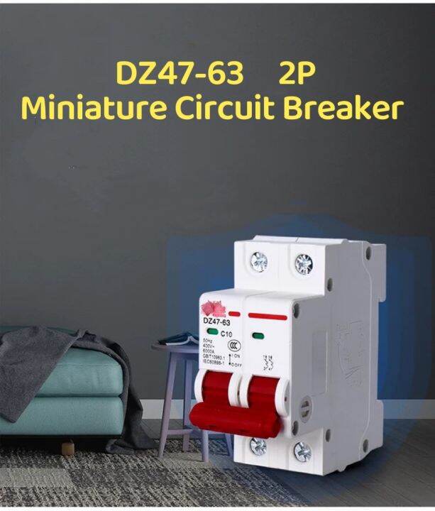 Electric Circuit Breaker DZ47-63 2P C10A，16A,20A,25A,32A,40A,50A,63A | Lazada PH