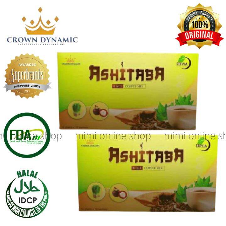 100% AUTHENTIC ASHITABA 6 IN 1 COFFEE MIX BY CROWN DYNAMIC (TWIN PACK ...