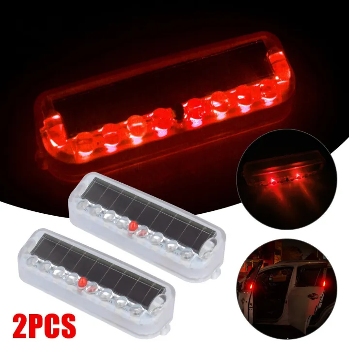 [HOT W] 2x Solar Power LED Car Fake Alarm Warning Security Anti Theft ...