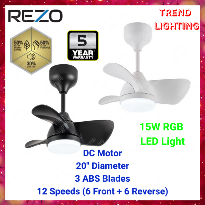 REZO VENUS 20" Ceiling Fan DC Motor 3 Blades Baby Fan with 12 Speeds ...