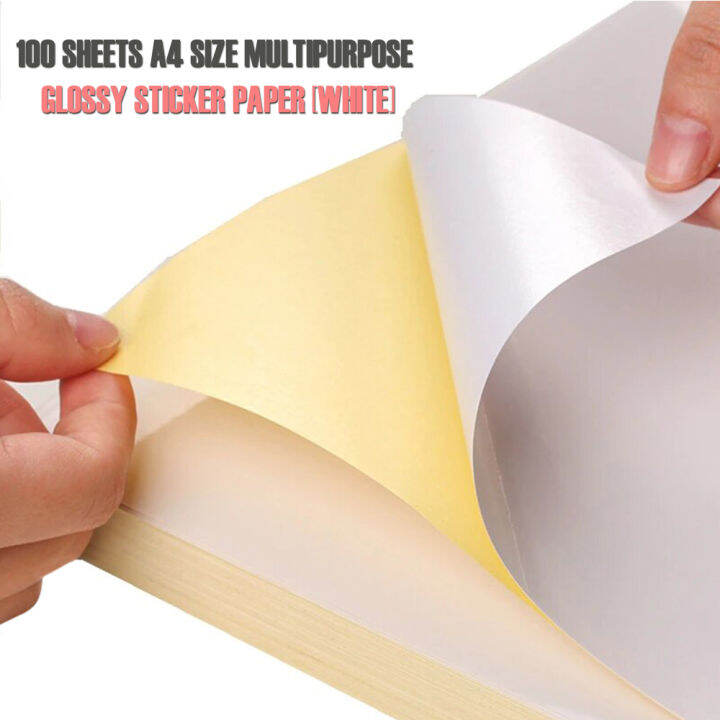 100 SHEETS A4 SIZE MULTIPURPOSE GLOSSY STICKER PAPER [WHITE] | Lazada PH