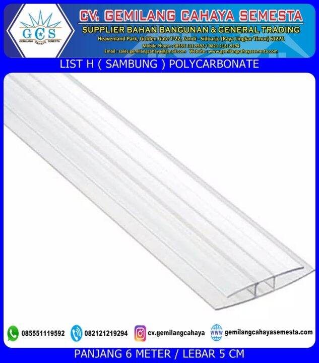 List H ( Sambung ) Atap Polycarbonate ( 6 Meter ) / Atap Transparan | Lazada Indonesia