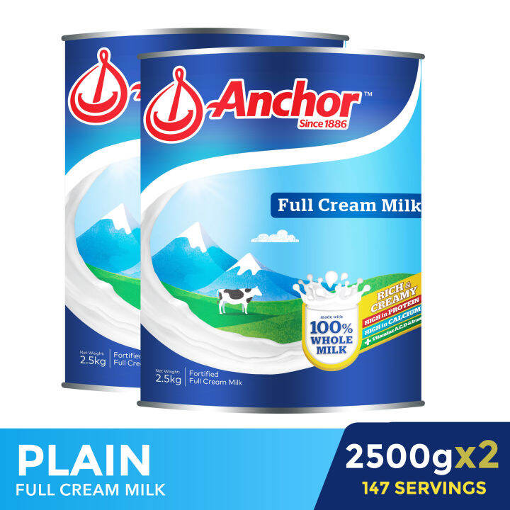 Anchor Full Cream Milk Powder Plain 2.5KG x2 | Lazada PH