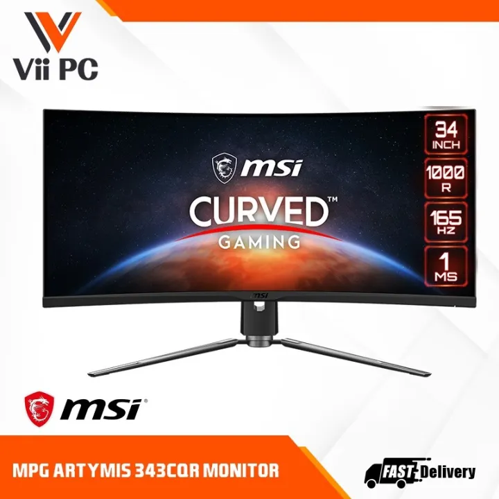 MSI MPG ARTYMIS 343CQR 1000R Curvature 21:9 Aspect Ratio Anti-Glare Super Narrow Bezel 1ms 3440 ...
