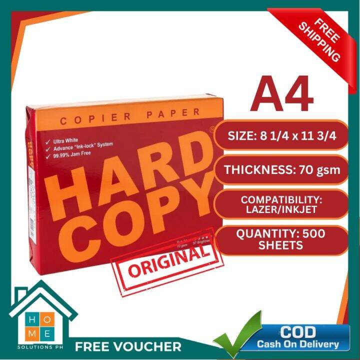 HOS Hard Copy Bond Paper/ Copy Paper / 70gsm / A4 / Wholesale Price | Lazada PH