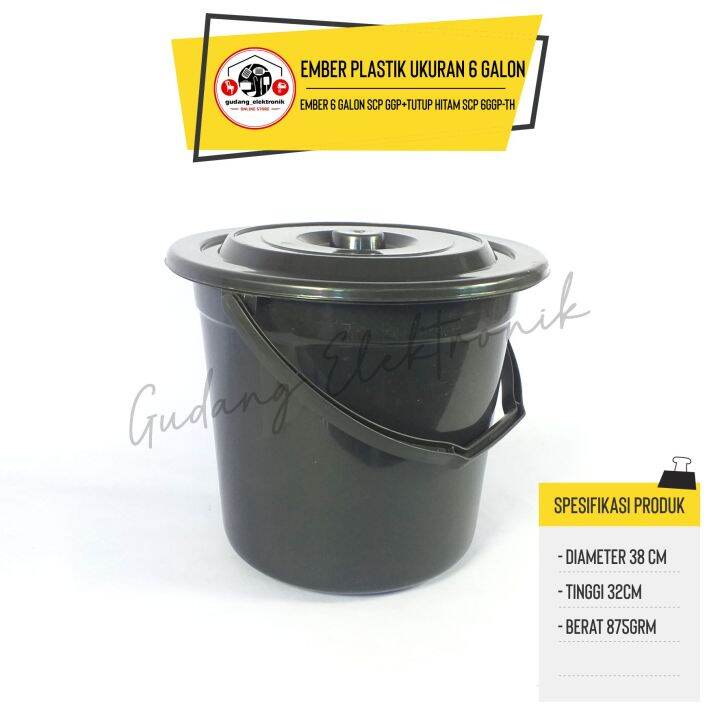 Ember Plastik Murah Ukuran 6 Galon Kapasitas 25 Liter Warna Hitam SCP ...