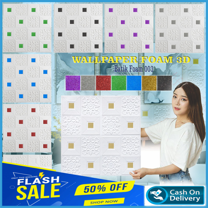 PROMO!! Wallpaper Dinding Foam 3D Embosed UKURAN BESAR Model Batik Foam ...