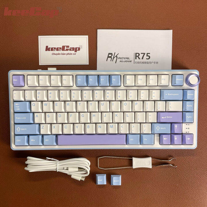 [KEECAP] Bàn phím cơ Royal Kludge RK R75 tím sữa 3 mode (layout 75% ...