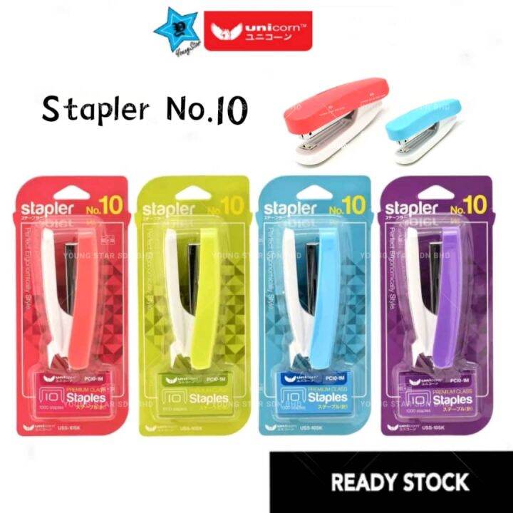 Unicorn No.10 Perfect Ergonomically Style Stapler Set Assorted USS-10SK ...