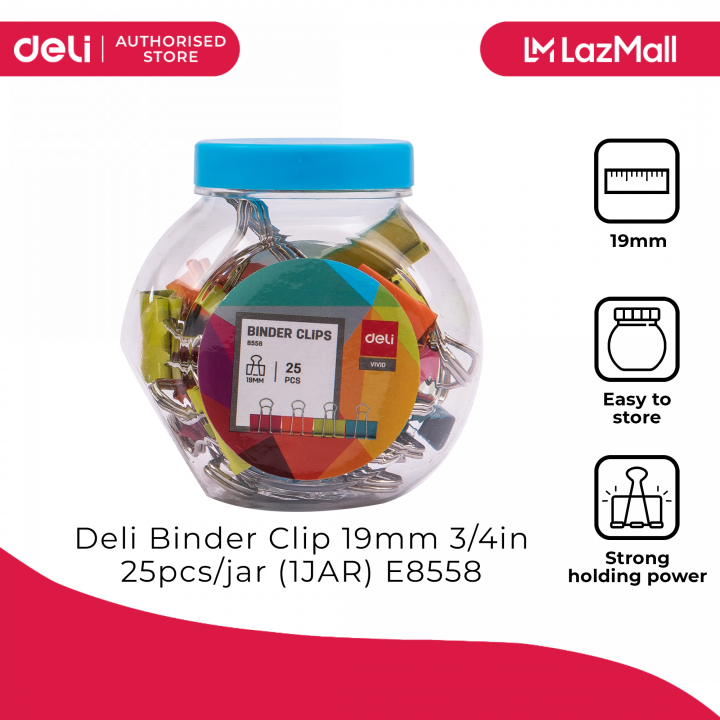 Deli Binder Clip 19mm 3/4in 25pcs/jar (1JAR) E8558 [75E8558] | Lazada PH