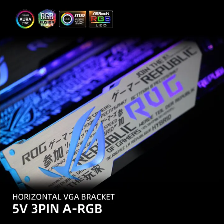 Acrylic&Aluminum GPU Bracket 5V3Pin VGA Holder RGB MSI ROG AORUS A-RGB ...