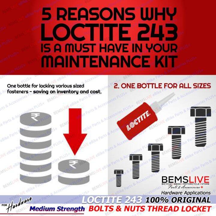 LOCTITE 243 Thread Locking Adhesive 50ml Bolt & Nut Thread Locker ...
