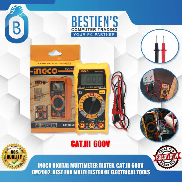 INGCO DIGITAL MULTIMETER TESTER, CAT.III 600V DM2002, BEST FOR MULTI ...
