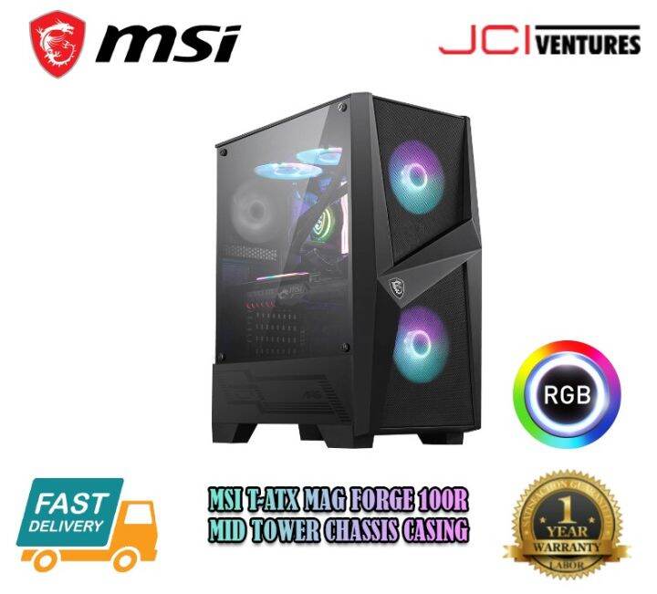 MSI T-ATX MAG FORGE 100R MID TOWER CHASSIS CASING BLACK | Lazada