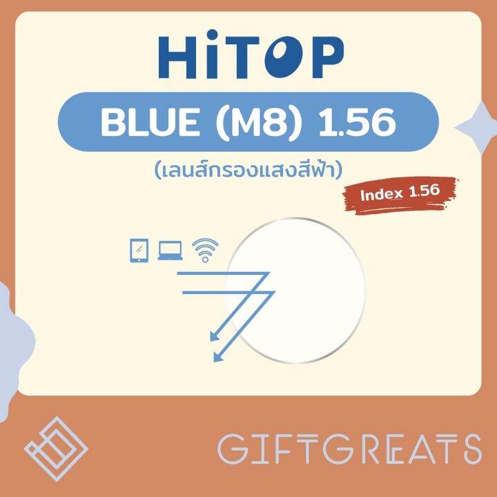 Blueblock-Hitop เลนส์กรองแสงสีฟ้า เลนส์สายตา เลนส์บลูถนอมสายตา Blue ...