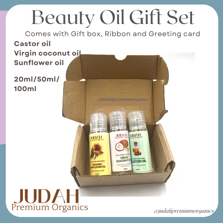 Beauty Oil Bundle Gift Set Sunflower Oil, Castor Oil, Virgin Coconut ...