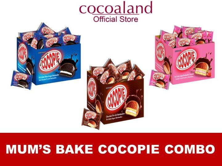 Mum's Bake Cocopie Combo 3 Boxes (Dark chocolate, Chocolate, Strawberry ...